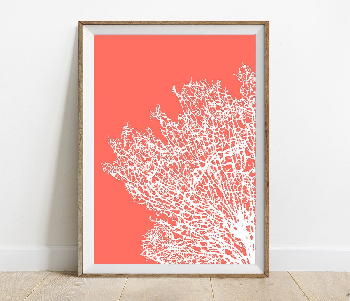 Set of Coral Prints, Set of 4 Printables, Orange Coral Colour, Hamptons ...