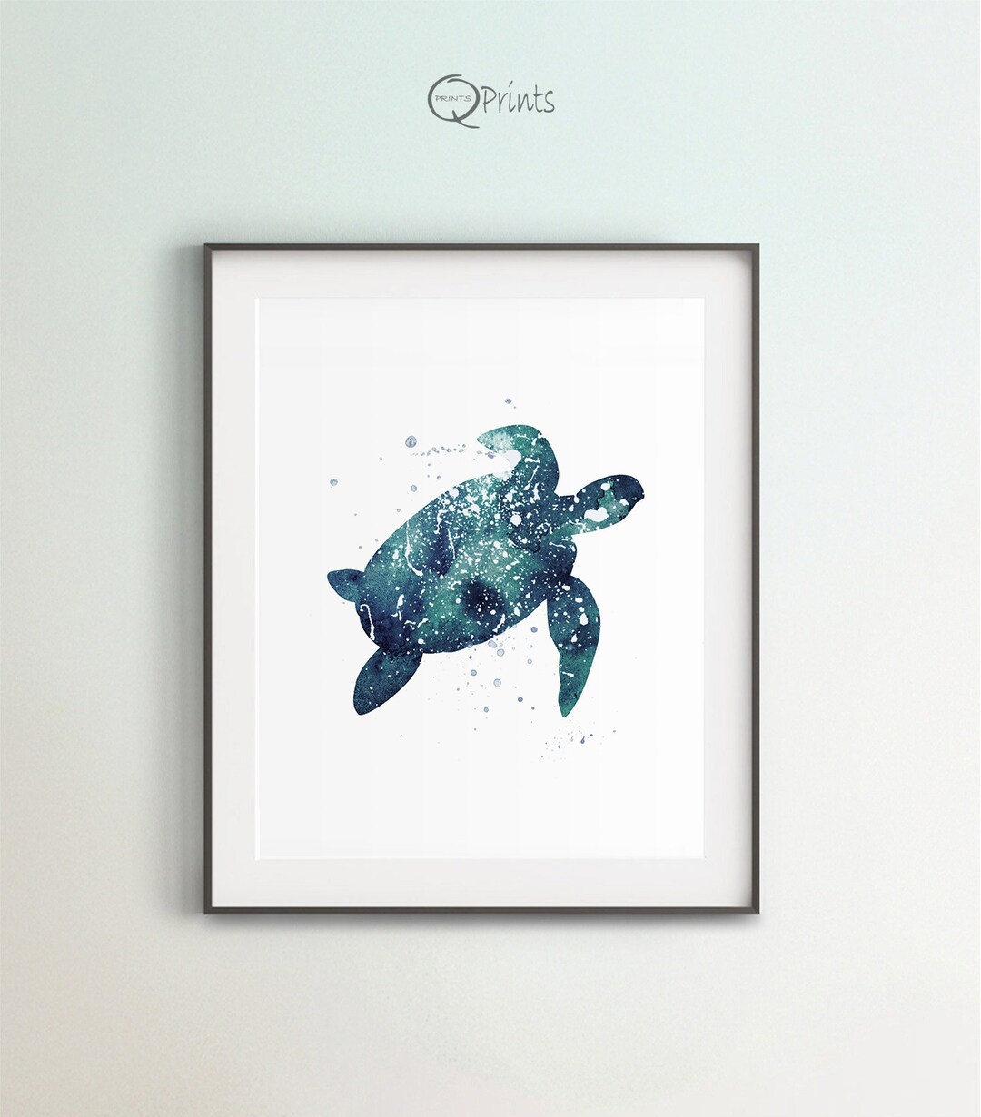 Turtle Art Print, Digital Nautical Art, Turtle Printable, Blue ...