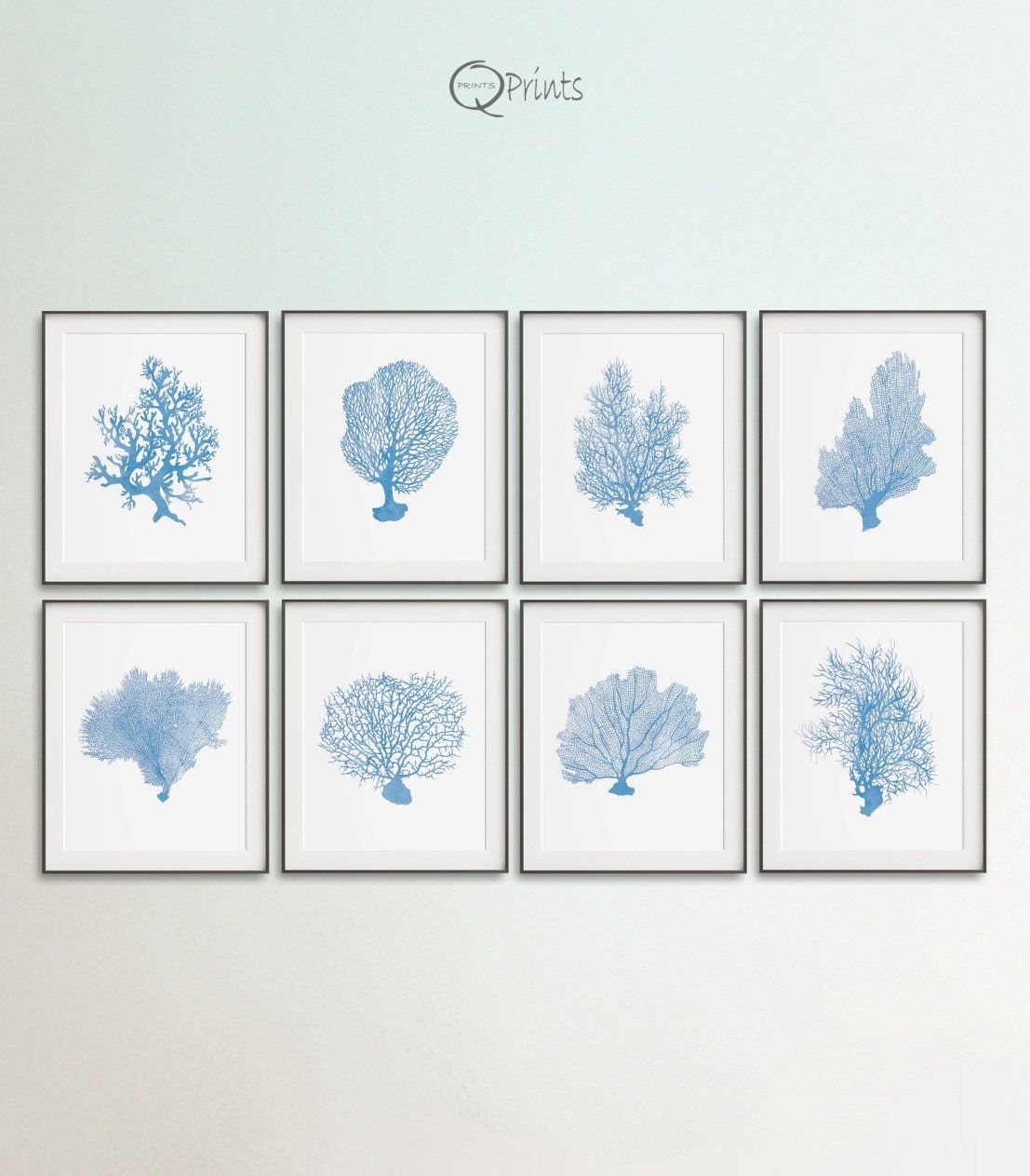 Set of 8 Prints Coral Printables Hamptons Style Blue - Etsy Australia