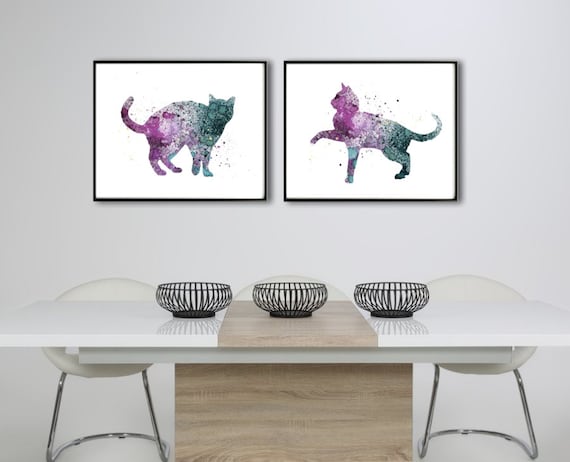 Set of 2 Cat Prints Cats Cats Printable Cat Prints Digital | Etsy