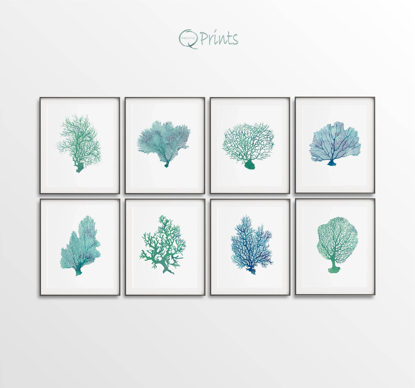 Coral Printable Set of 8 Sea Corals Blue Digital Corals - Etsy