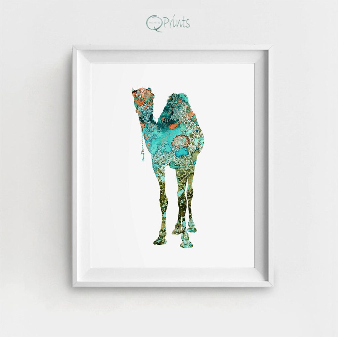 Camel Art Print, Digital Camel, Turquoise Camel, Camel Picture, DIY Kid ...