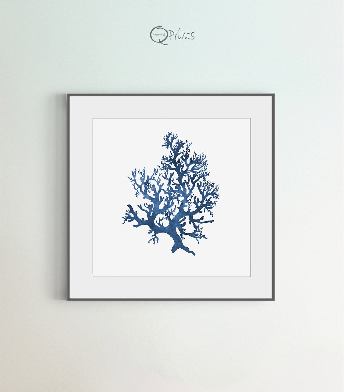 Navy Blue Coral Prints, Set of 8, Ocean Wall Art (digital Files) - Etsy