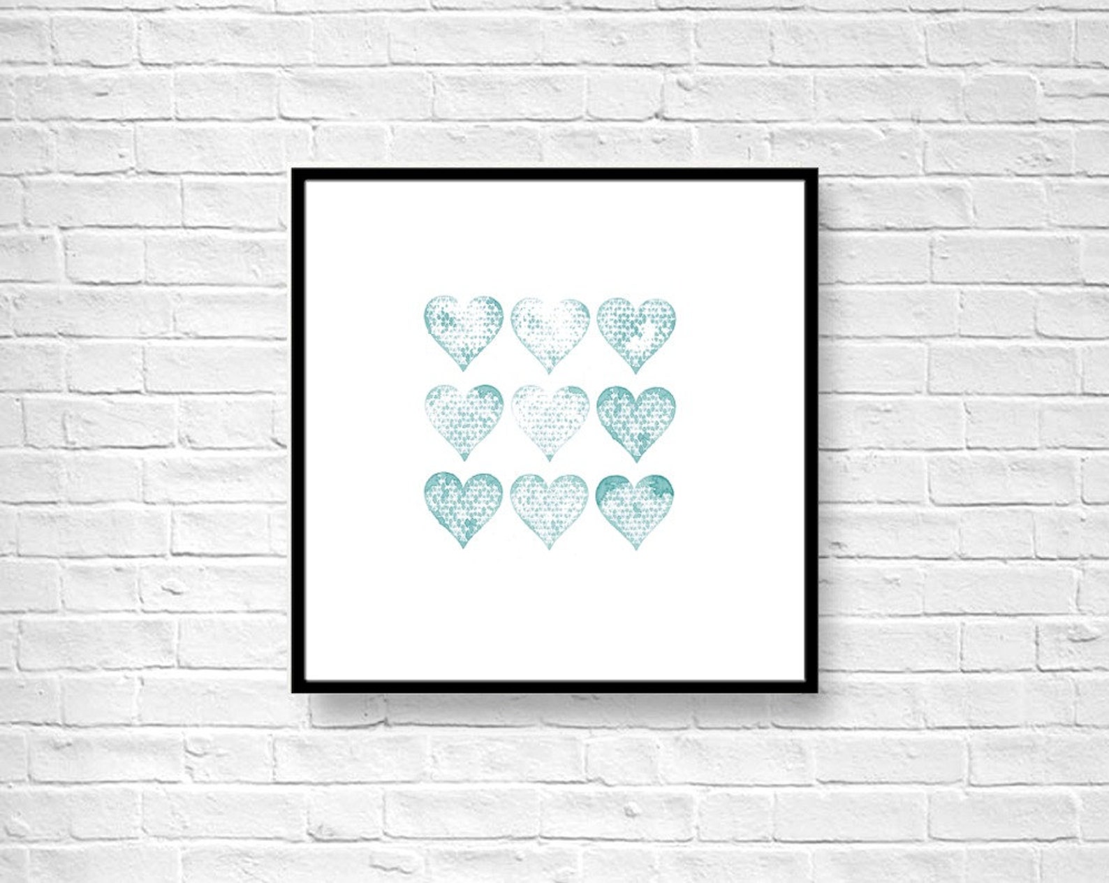 Blue Hearts Print Digital Heart Art Gift for Her Gift for - Etsy