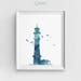 Lighthouse Print Blue Teal Lighthouse Coastal Wall Art | Etsy