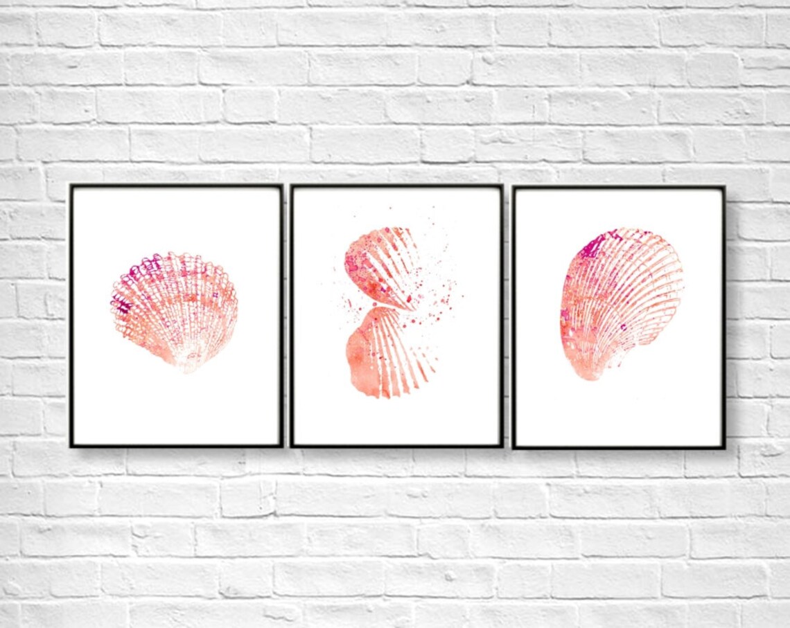 Set of 3 Shells Printable Shells Three Shells Ocean Decor | Etsy
