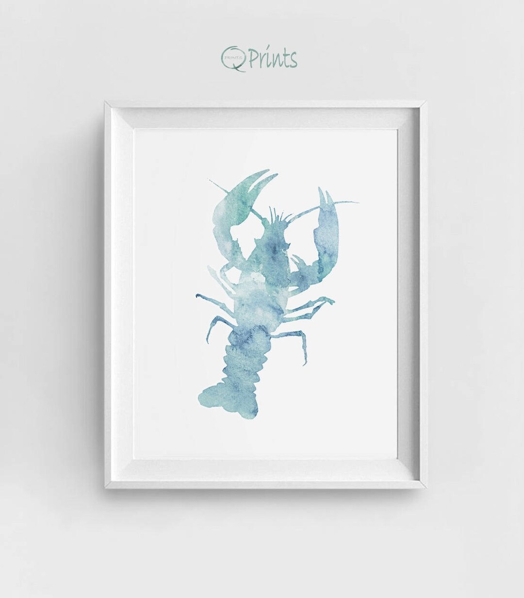 Crayfish Art Print, Blue Crayfish, Crayfish Printable, DIY Wall Art ...