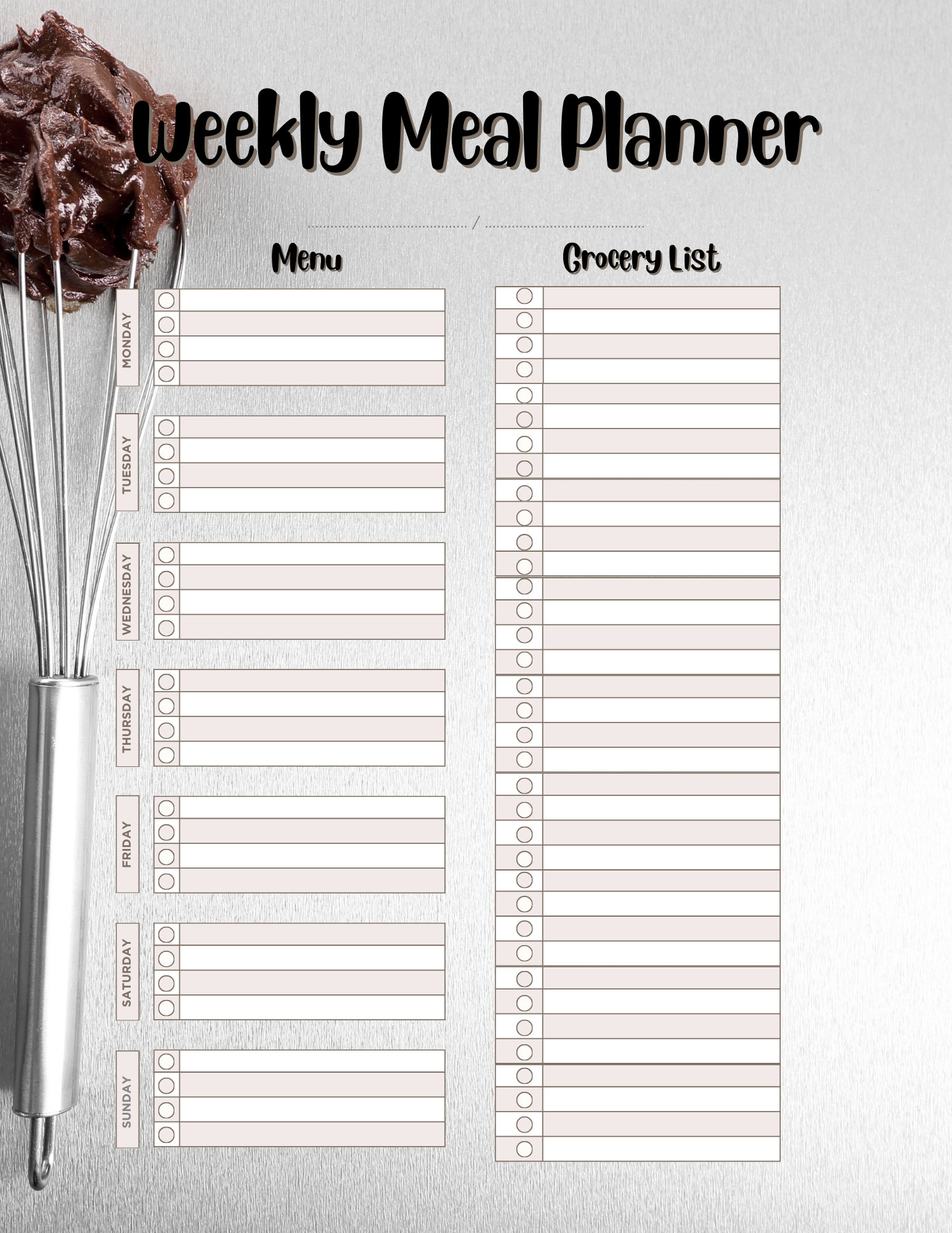 Editable Weekly Meal Planner Digital and Printable instant Download 2 ...