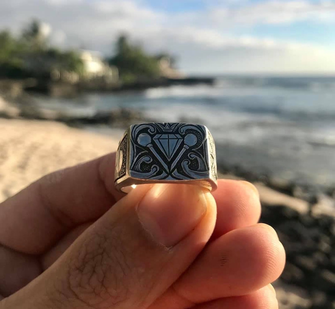 Man Silver Ring - Etsy