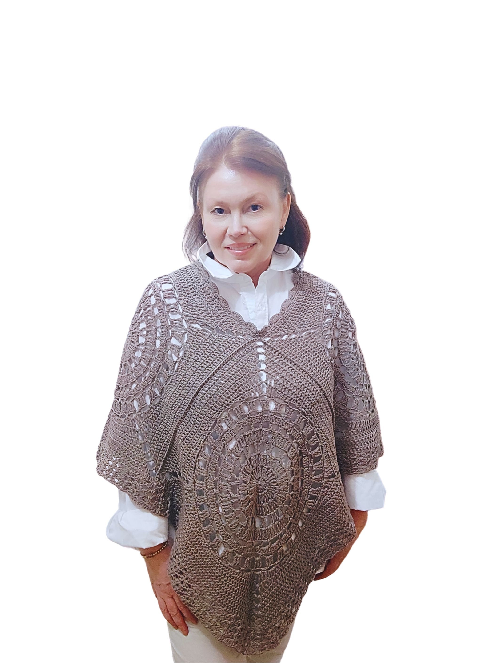 Poncho Women Crochet, Summer Style Cover up With Cotton Yarn, Open Work ...