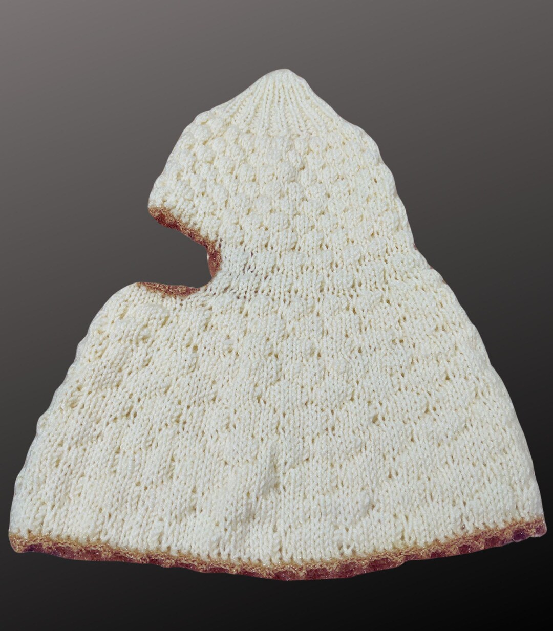 White Hand Knit Balaclava With Gold Decor, Crochet Balaclava, Wool ...