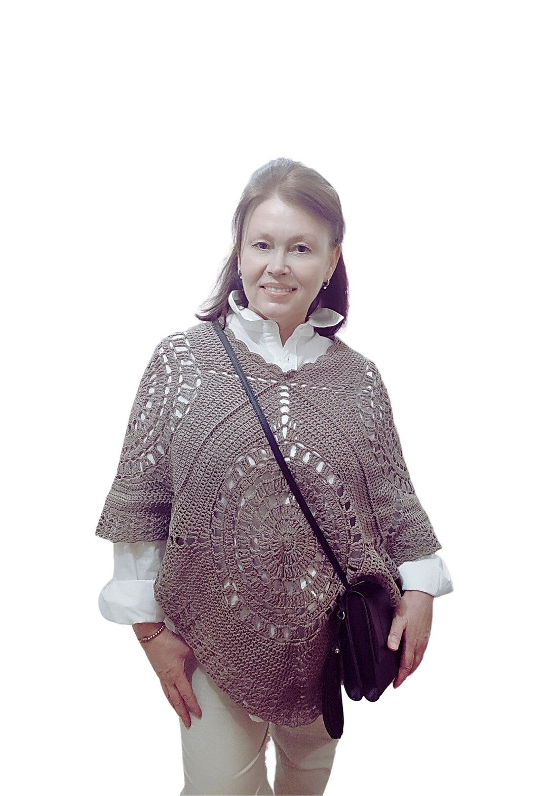 Poncho Women Crochet, Summer Style Cover up With Cotton Yarn, Open Work ...