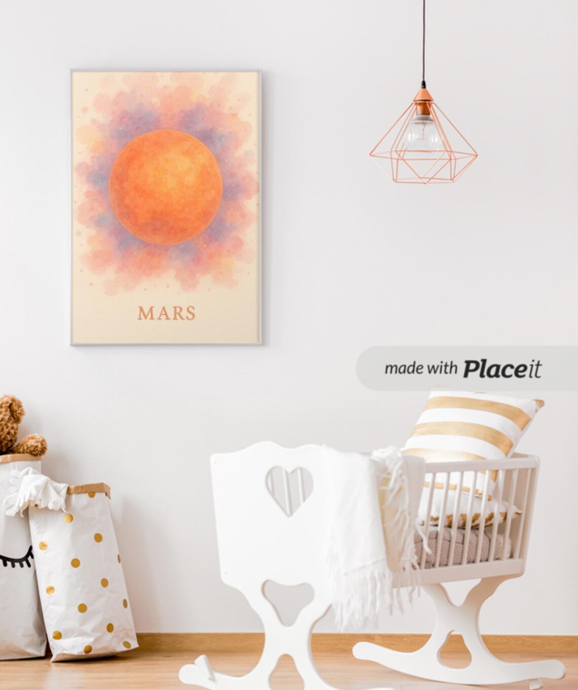 Watercolor Planet Mars Art Print | Whimsical Solar System Wall Decor ...