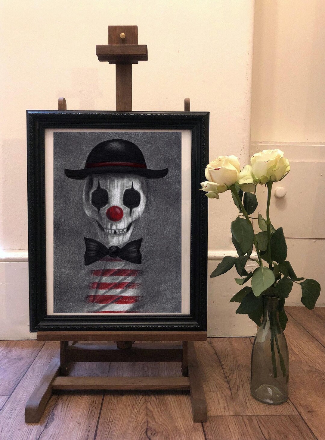 Creepy Clown Drawing Horror Art Spooky Wall Art Halloween Drawing ...