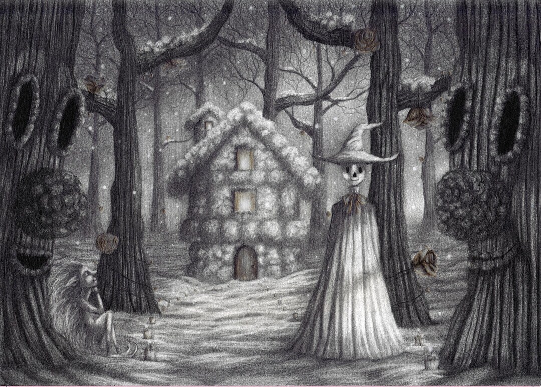 Original Winter Witch Drawing - Fantasy Illstration - Whimsical Wall ...