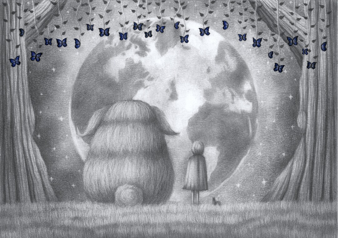 Original Surreal Drawing Kawaii Room Decor Pop Surrealism Art Gifts for ...