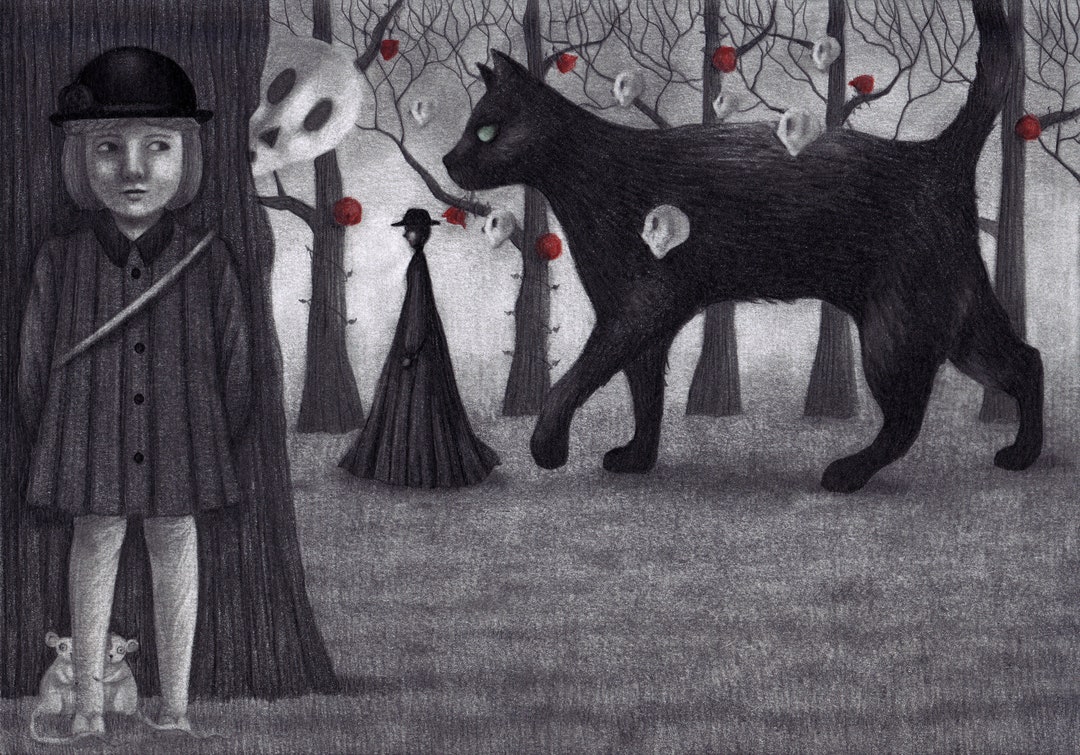 Gothic Drawing Surrealism Art Dark Academia Art Witch - Etsy