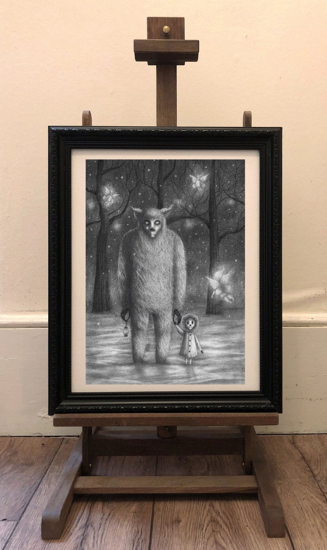 Original Yeti Drawing Creepy Christmas Art Gothic - Etsy
