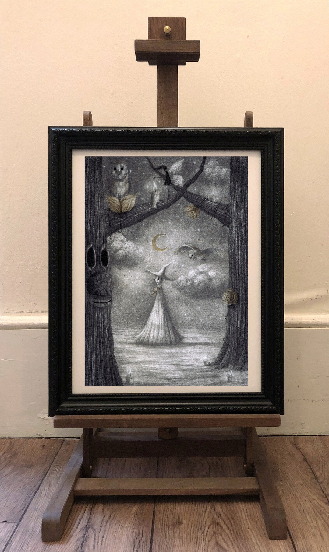 Original Witch Drawing Christmas Drawing Winter Witch - Etsy
