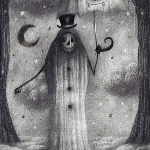 Original Creepmas Ghost Drawing Spooky Snowman Art Spooky Christmas Art ...