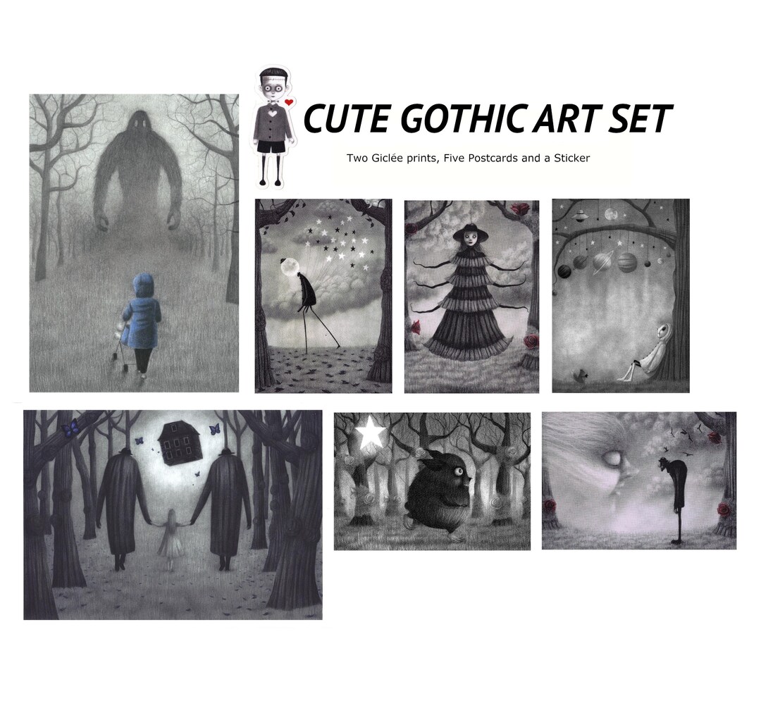Cute Gothic Prints Gothic Wall Art Whimsigoth Decor Creepy Cute Spooky ...