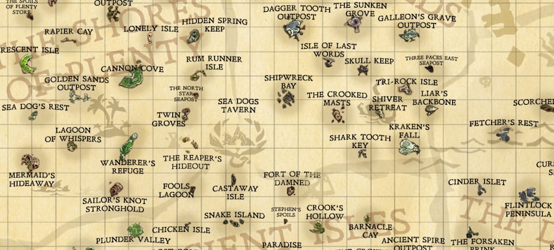 Sea of Thieves Inspired World Map Poster | Etsy