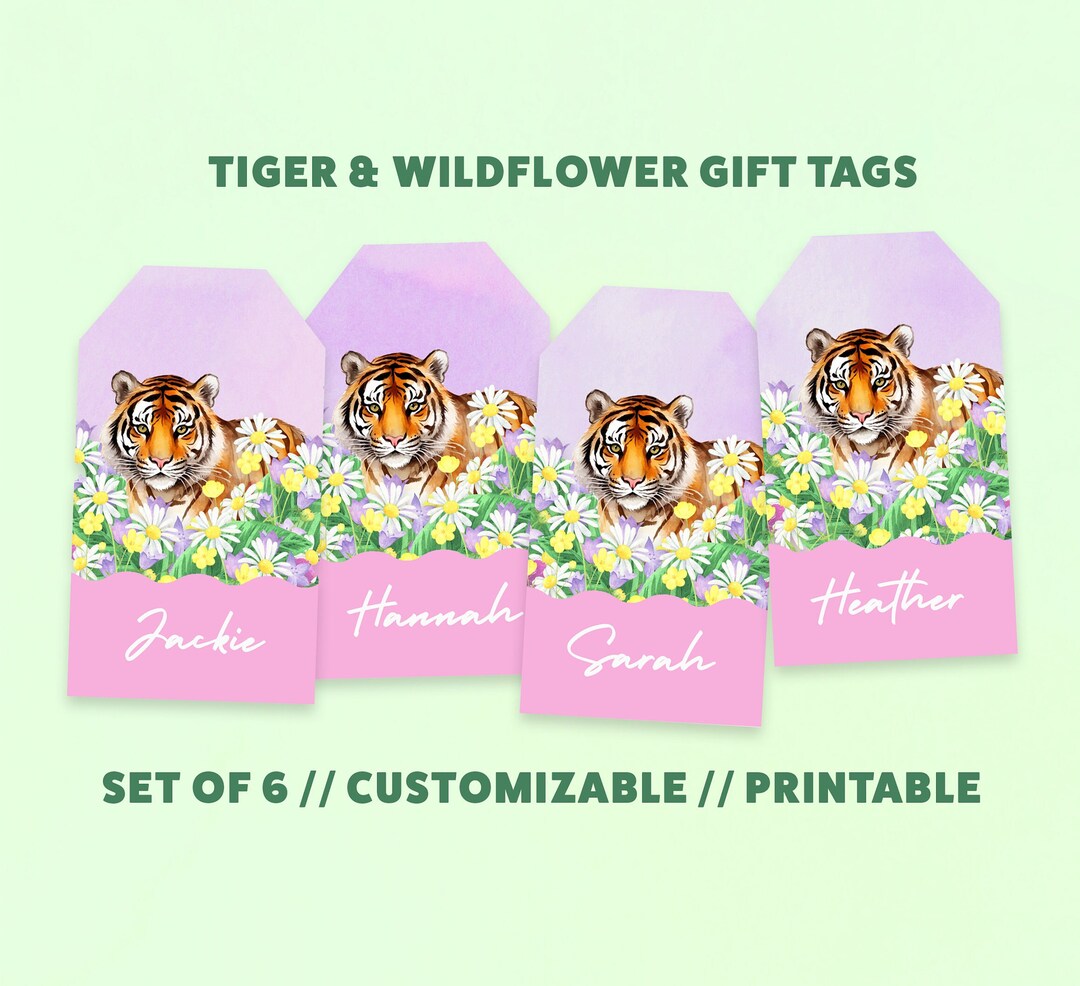Printable Tiger Gift Name Tags // Tiger & Wildflower // Pretty ...
