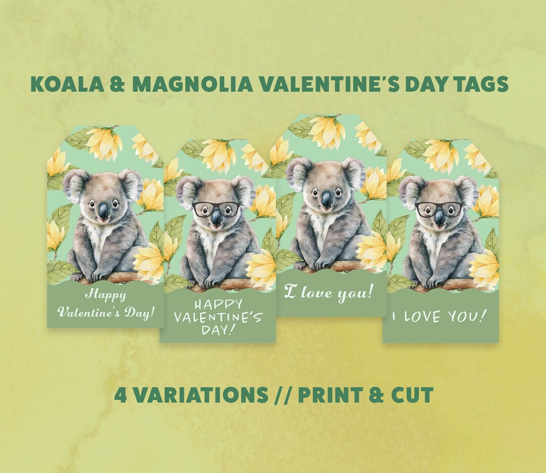 Printable Valentines Gift Tags // Koala & Magnolia // Digital Download ...