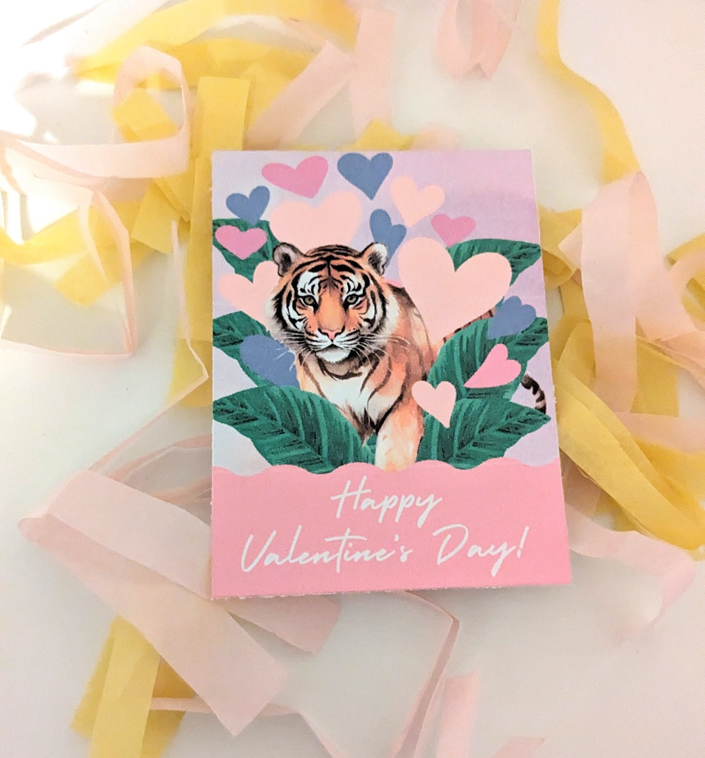 Bundle Printable Valentine Cards // Tropical Tiger & Wildflower // Gift ...