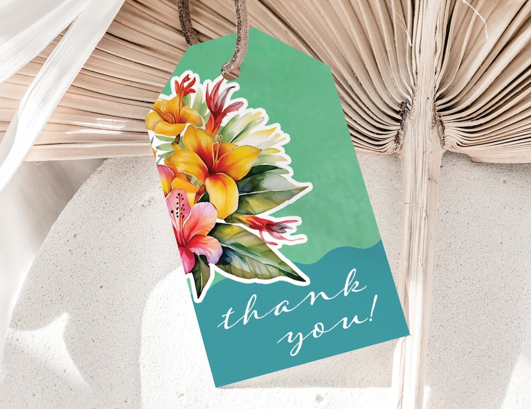 Printable Tropical Thank You Gift Tags // Blue & Tropical Flower Vol. 2 ...