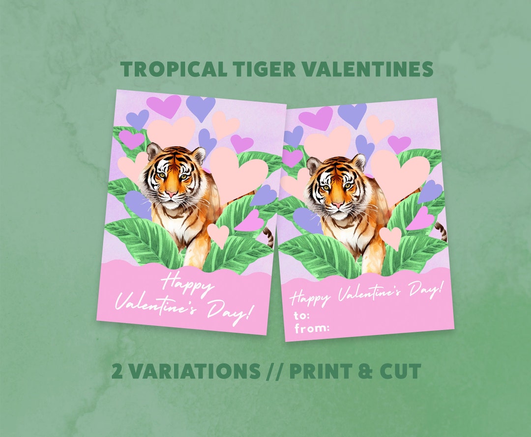 Printable Valentine Cards // Tropical Tiger // Gift Tags Party ...