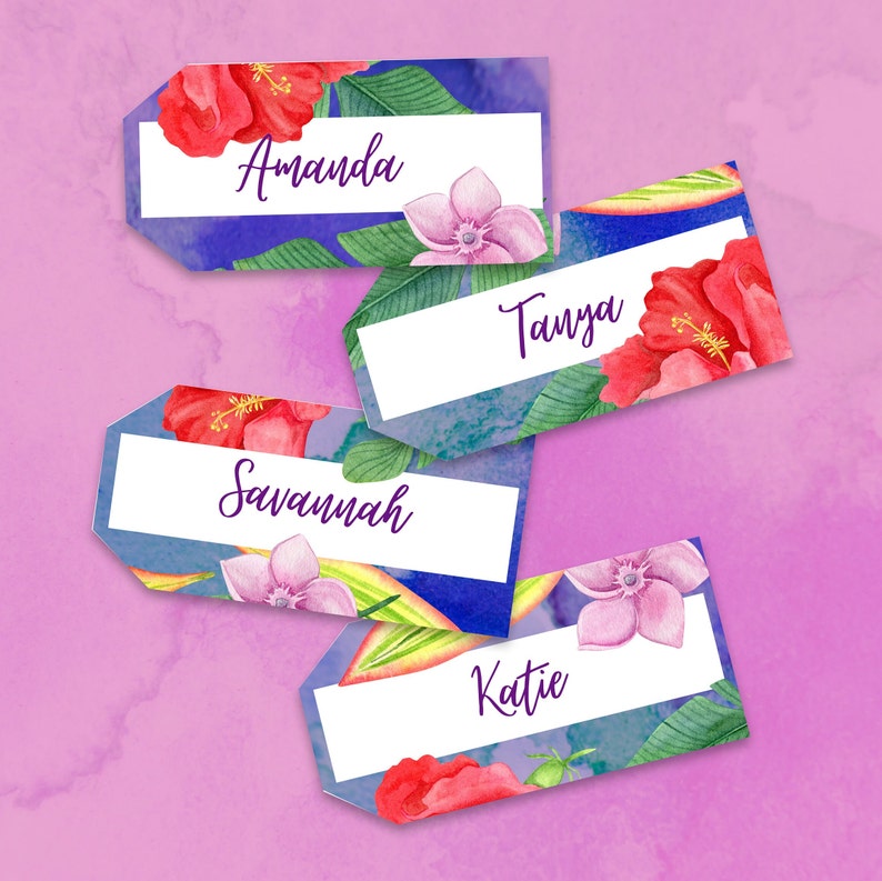 Printable Customizable Name Tags // Tropical Watercolor // Gift Tags ...