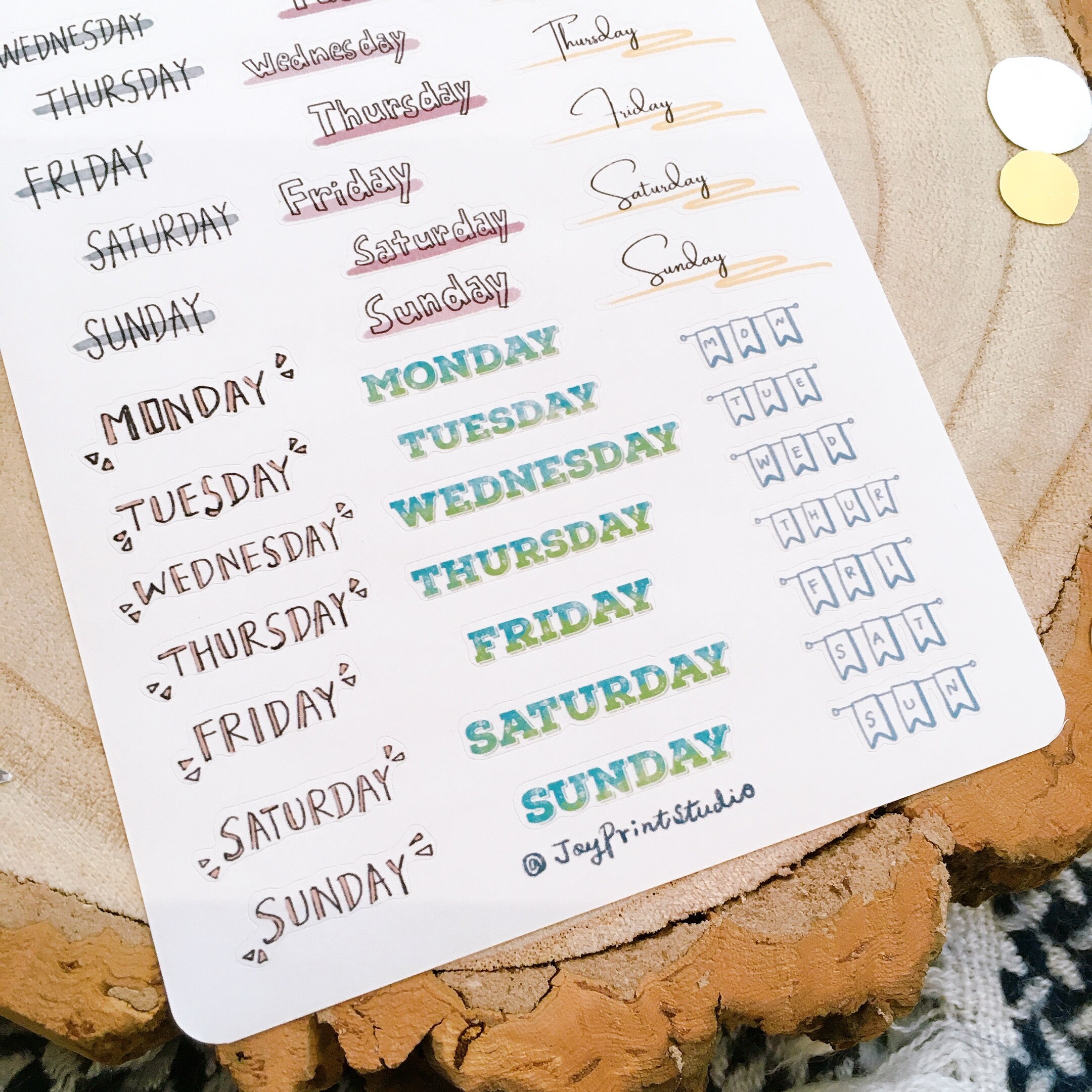 Sticker Sheet Week Script Planner Journal Sticker Days of the - Etsy UK