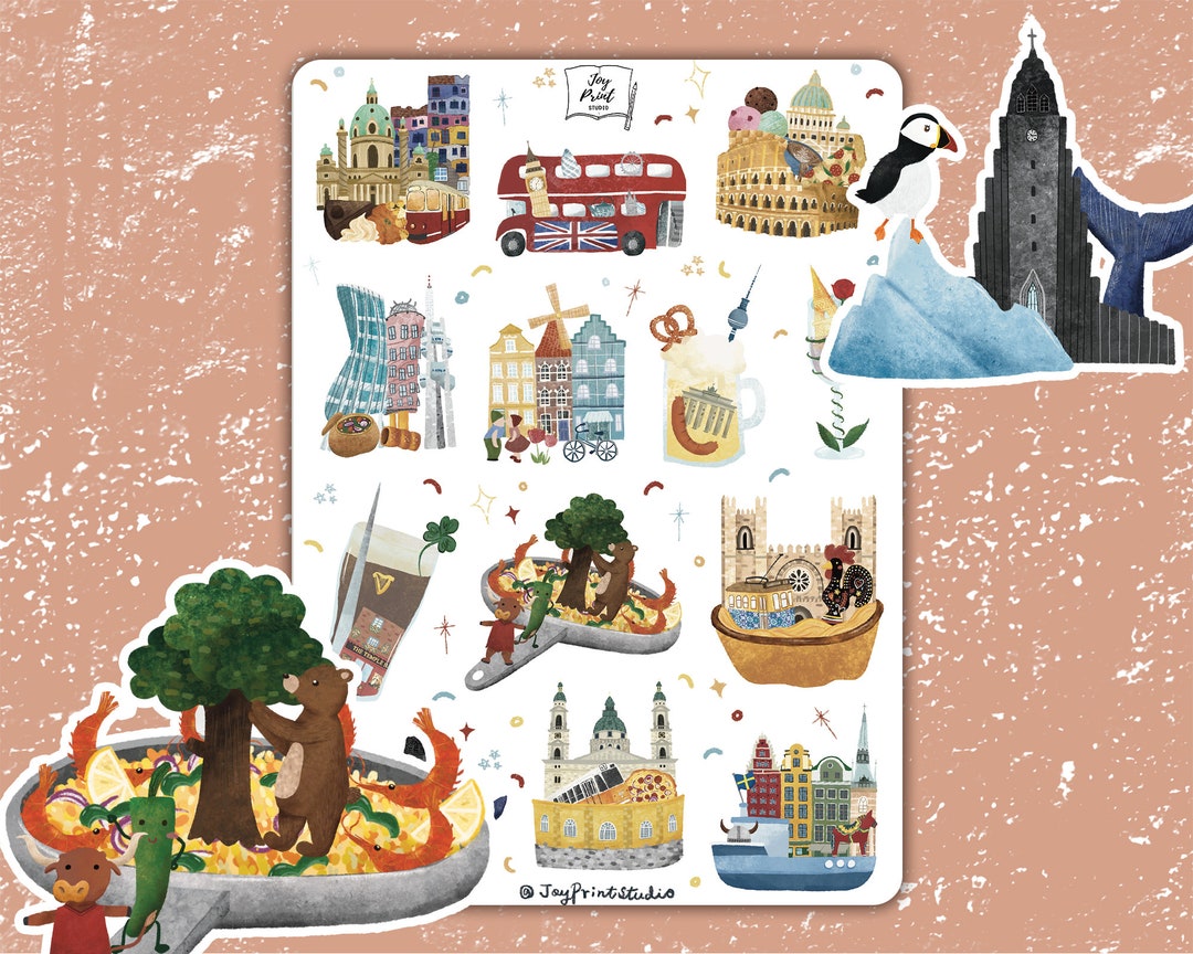 Sticker Sheet Europe City Travel Planner Sticker Travel Scrapbook ...