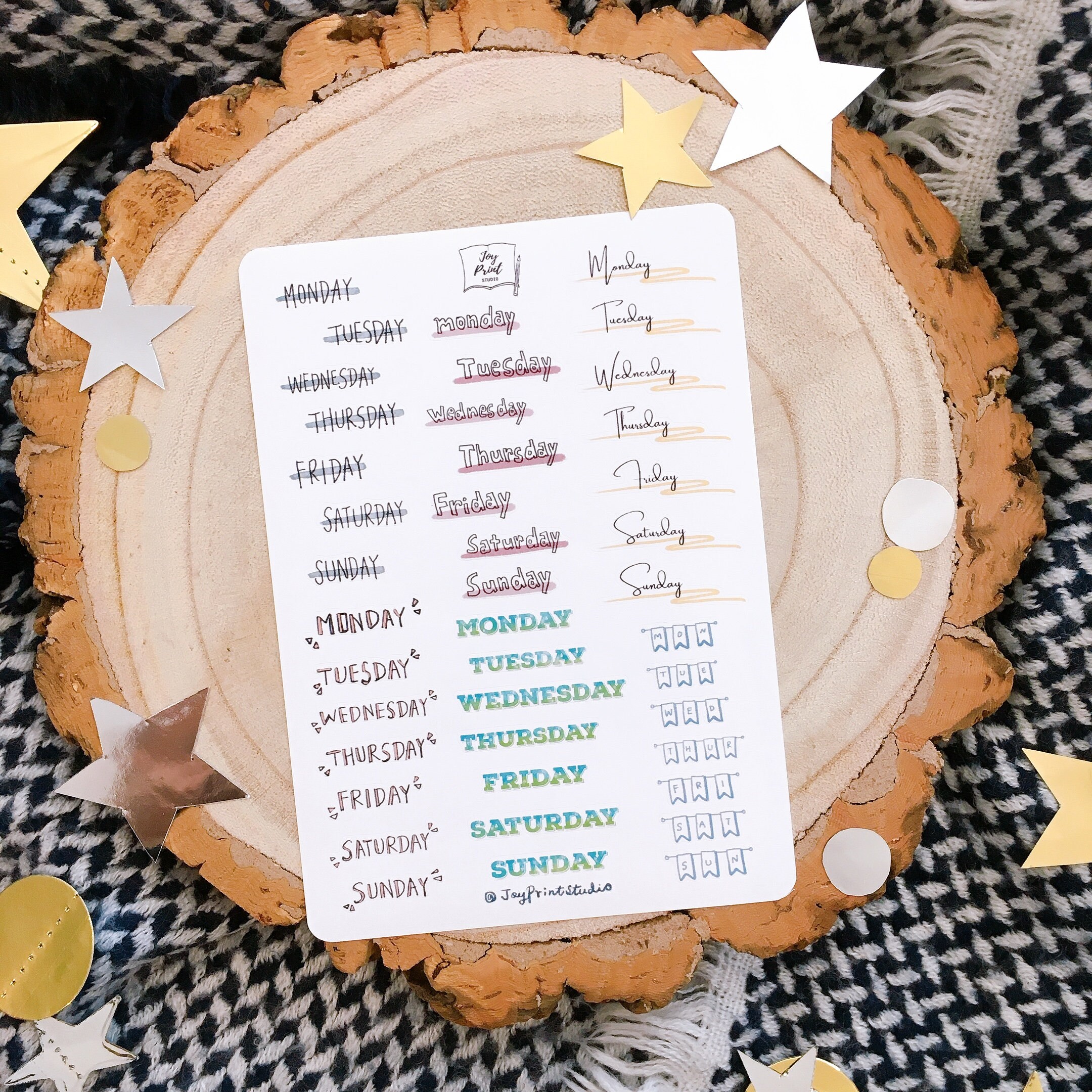 Sticker Sheet Week Script Planner Journal Sticker Days of the - Etsy UK