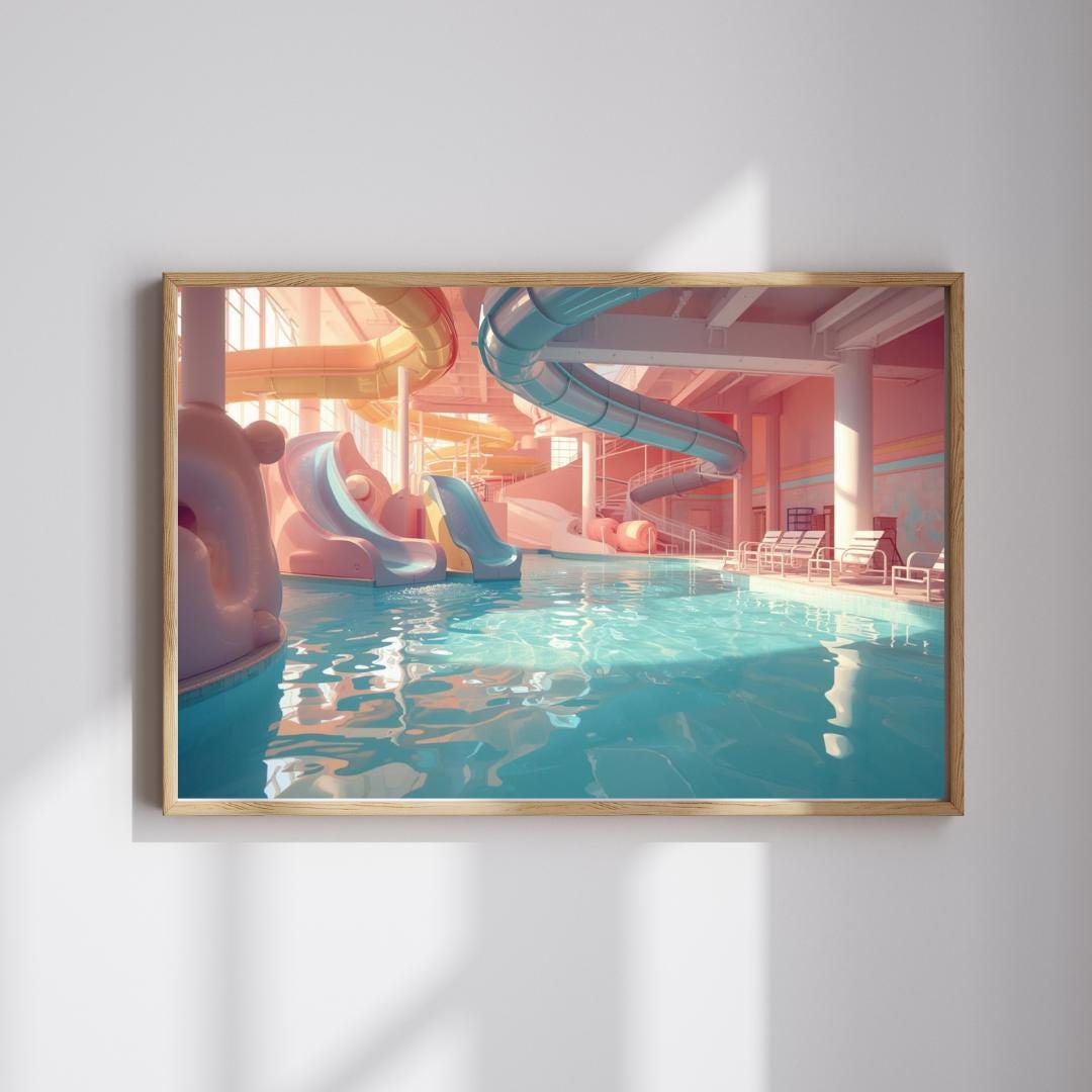 90s Indoor Waterpark Poster Print – Liminal Pool Nostalgia Wall Art ...