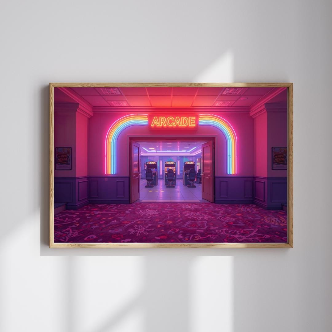 90s Mall Arcade Poster Print – Liminal Nostalgia Wall Art – Rainbow ...