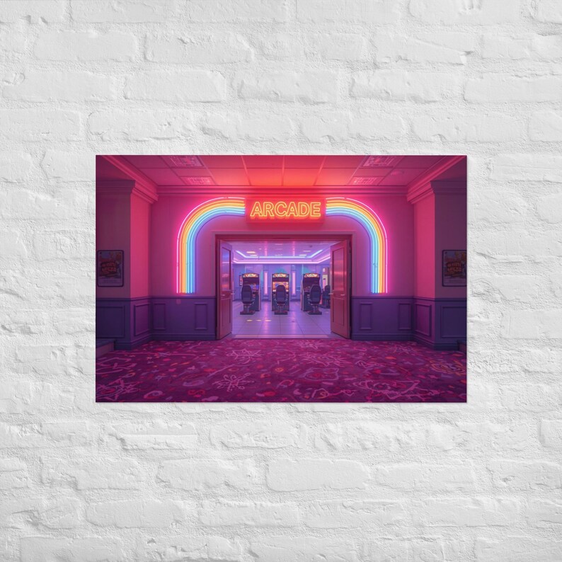 90s Mall Arcade Poster Print – Liminal Nostalgia Wall Art – Rainbow ...