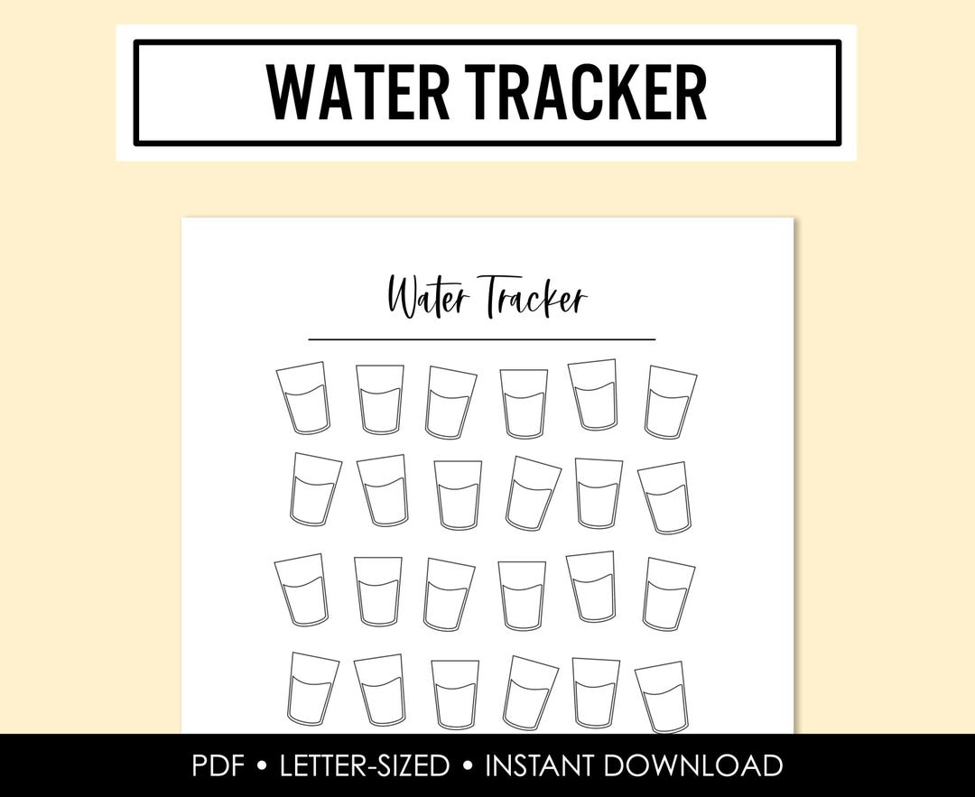 Daily Water Tracker, Drinking Water Printable Log, PDF, Instant ...