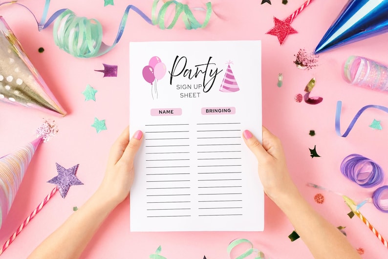 Party Sign up Sheets - Printable Set of 3 - Etsy