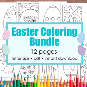 Easter Coloring Pages, 12 Page Coloring Bundle, Easter Coloring Sheets ...