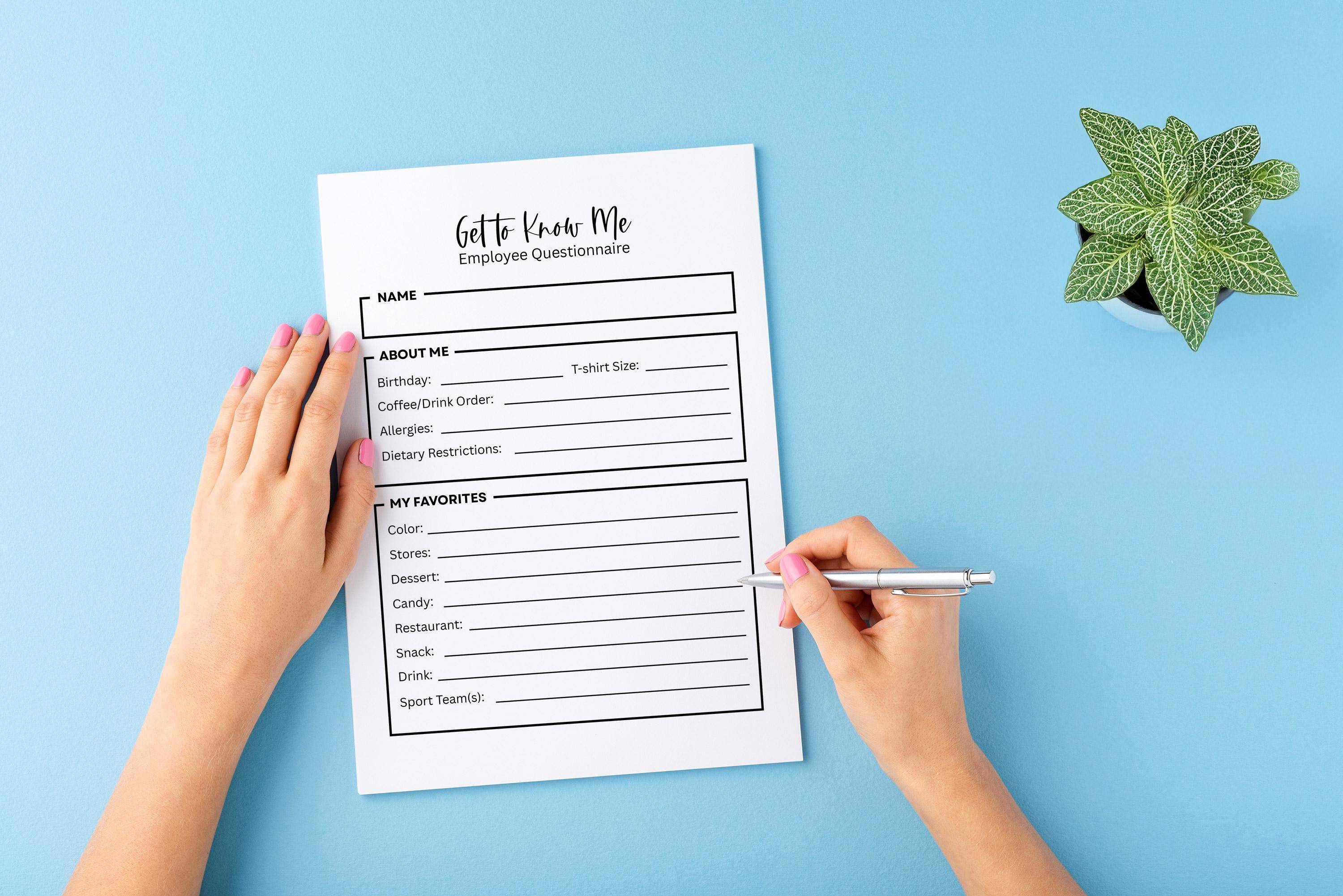 Employee Questionnaire: Team Building Survey, Staff Worksheet (fillable ...