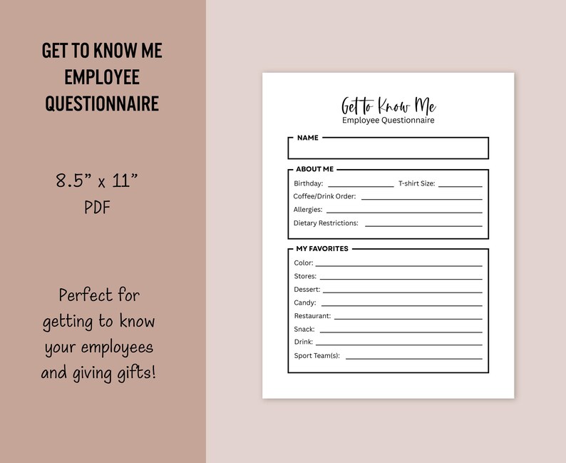 Employee Questionnaire: Team Building Survey, Staff Worksheet (fillable ...