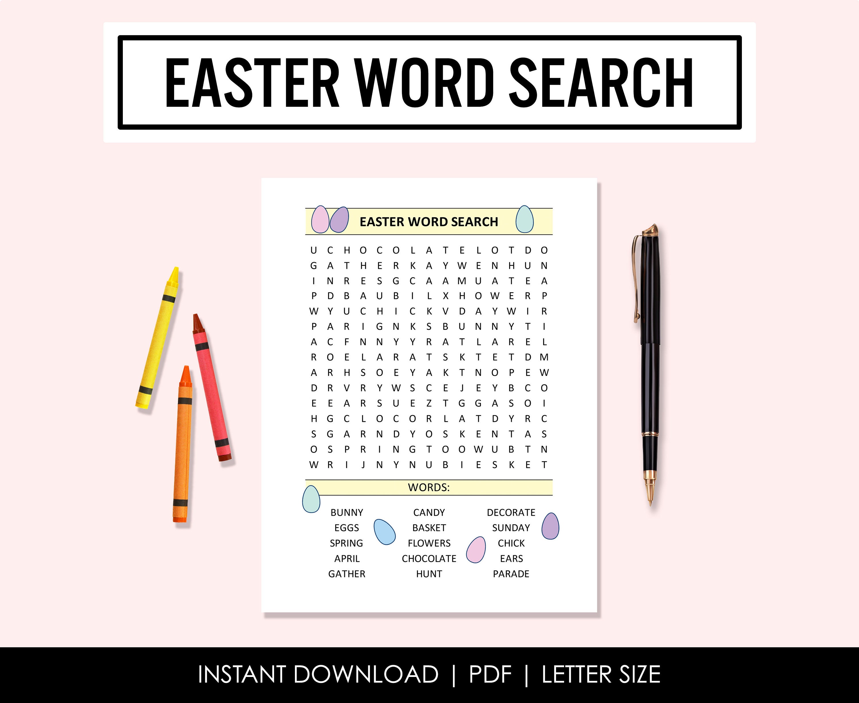 Easter Word Search, Easter Word Game, Easter Activity, Easter PDF ...
