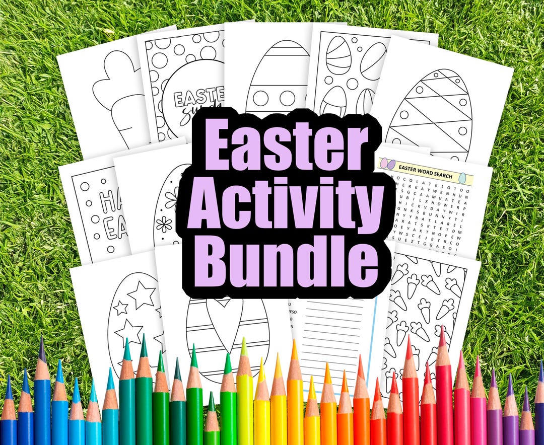 Easter Activity Bundle: Coloring Pages, Word Games (PDF) - Etsy