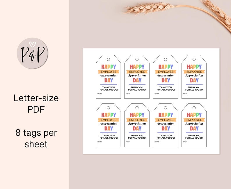 Printable Employee Appreciation Gift Tags: Editable Staff Thank You ...