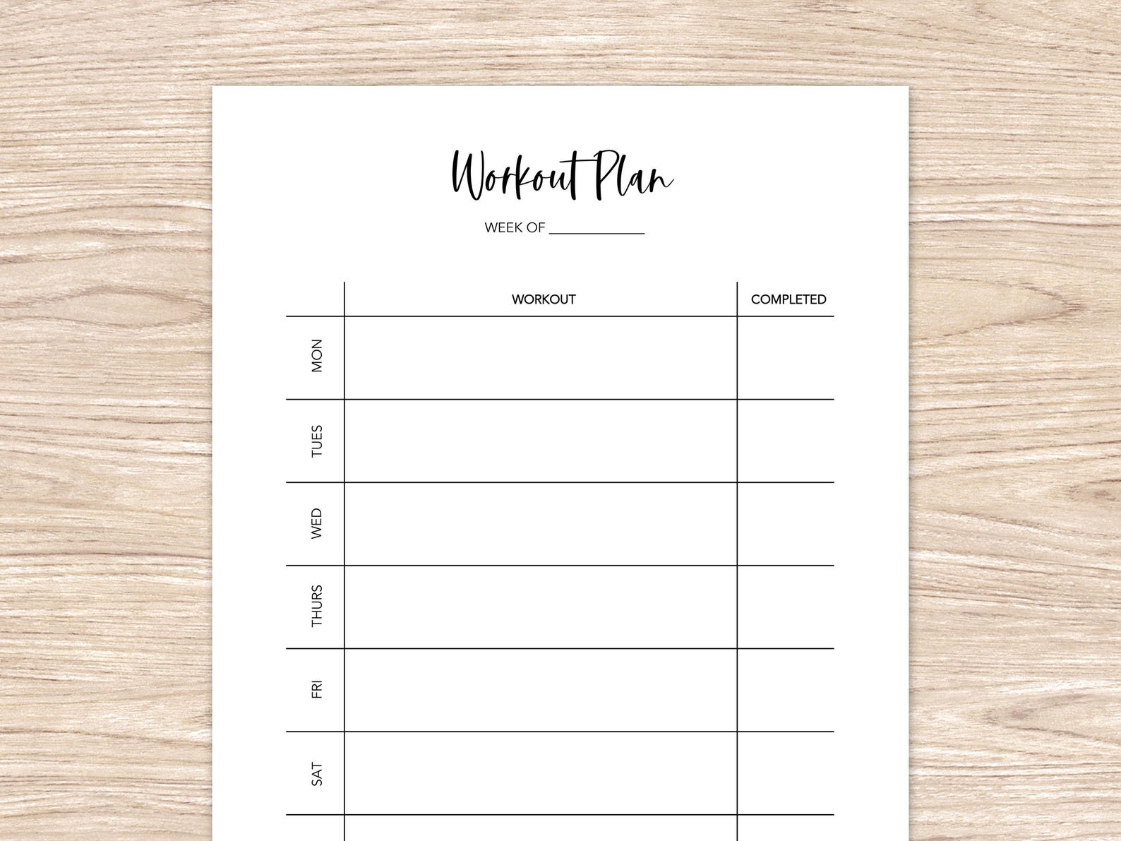 Printable Weekly Workout Plan: Fitness Tracker (digital Download) - Etsy