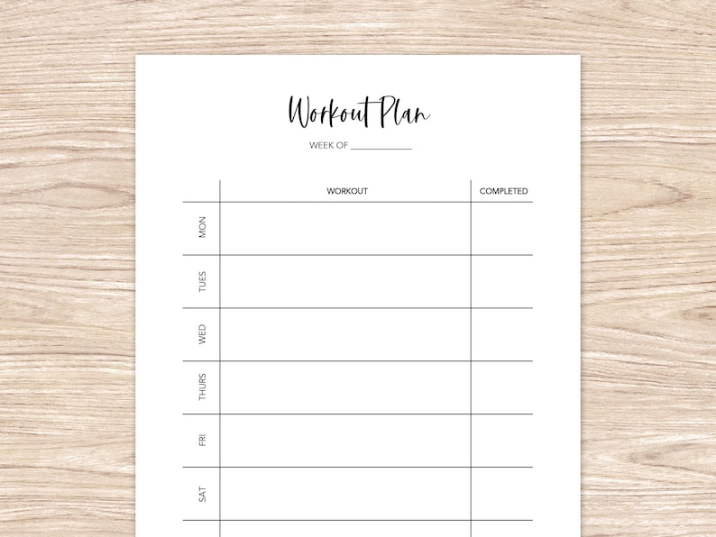 Printable Weekly Workout Plan: Fitness Tracker (digital Download) - Etsy