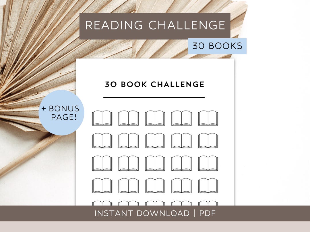 30 Book Reading Challenge Printable | Book Tracker (instant Download ...