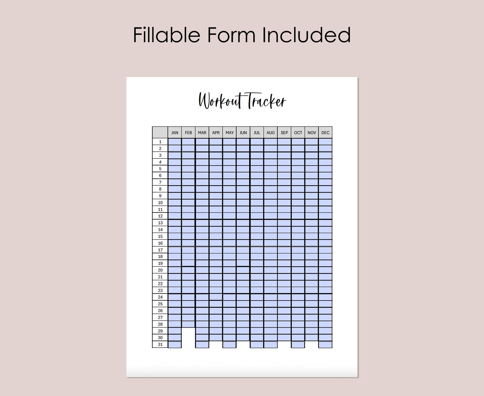 Printable Workout Tracker: Yearly Fitness Log (digital Download) - Etsy